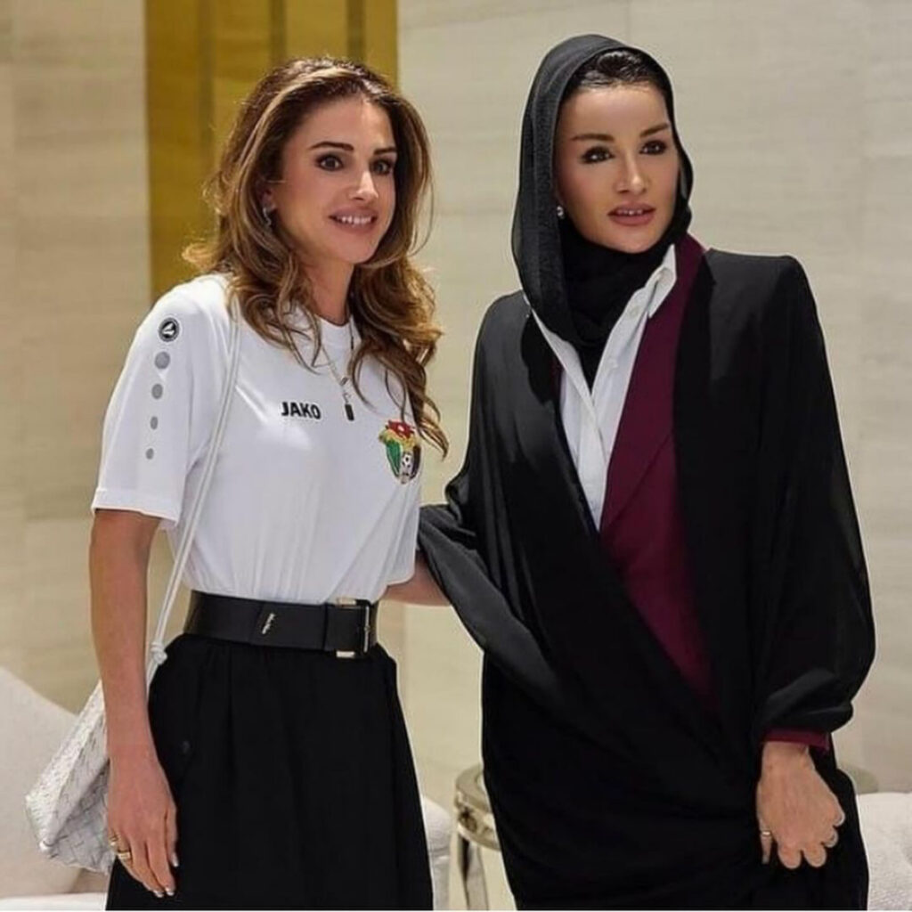 Queen Rania attended Jordan-Qatar match in the finals of the 2023 Asian ...