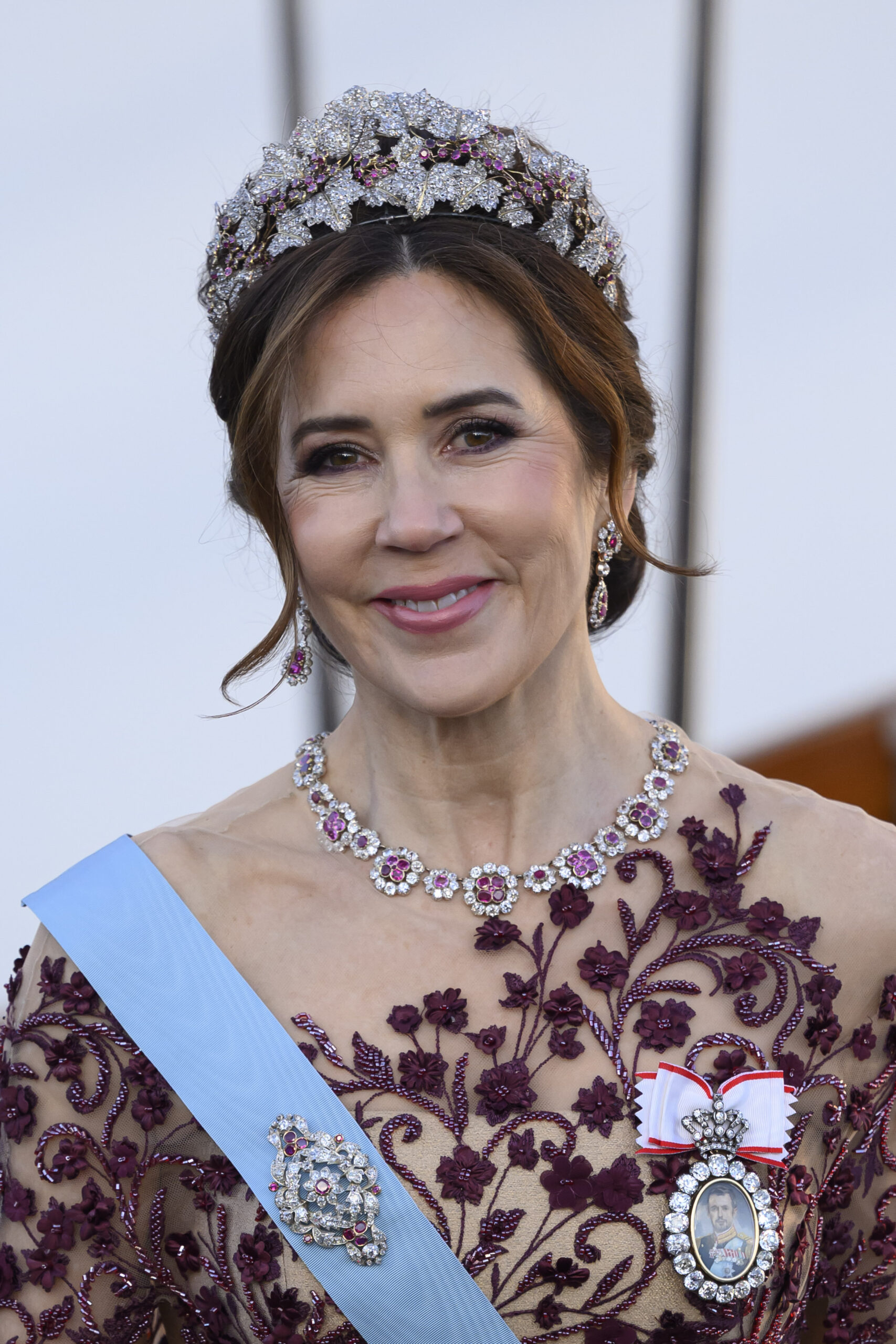 Queen Mary of Denmark leaves the royal yacht for a state banquet at the ...