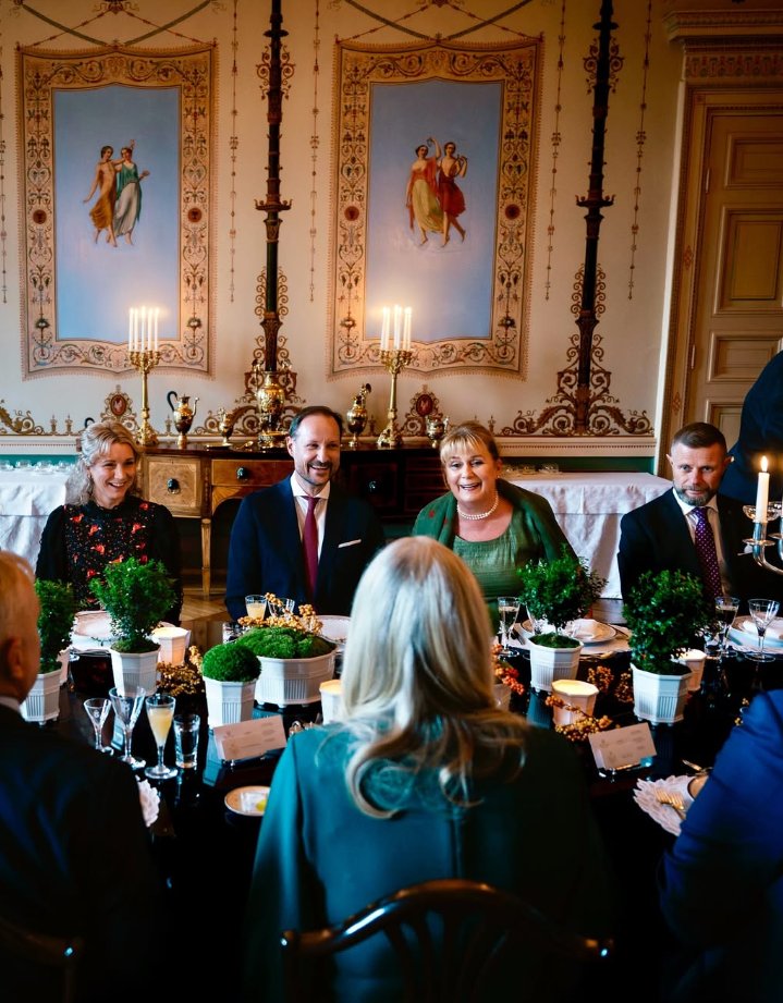 Crown Prince Haakon and Crown Princess Mette-Marit hosted a luncheon for state officials at the ...